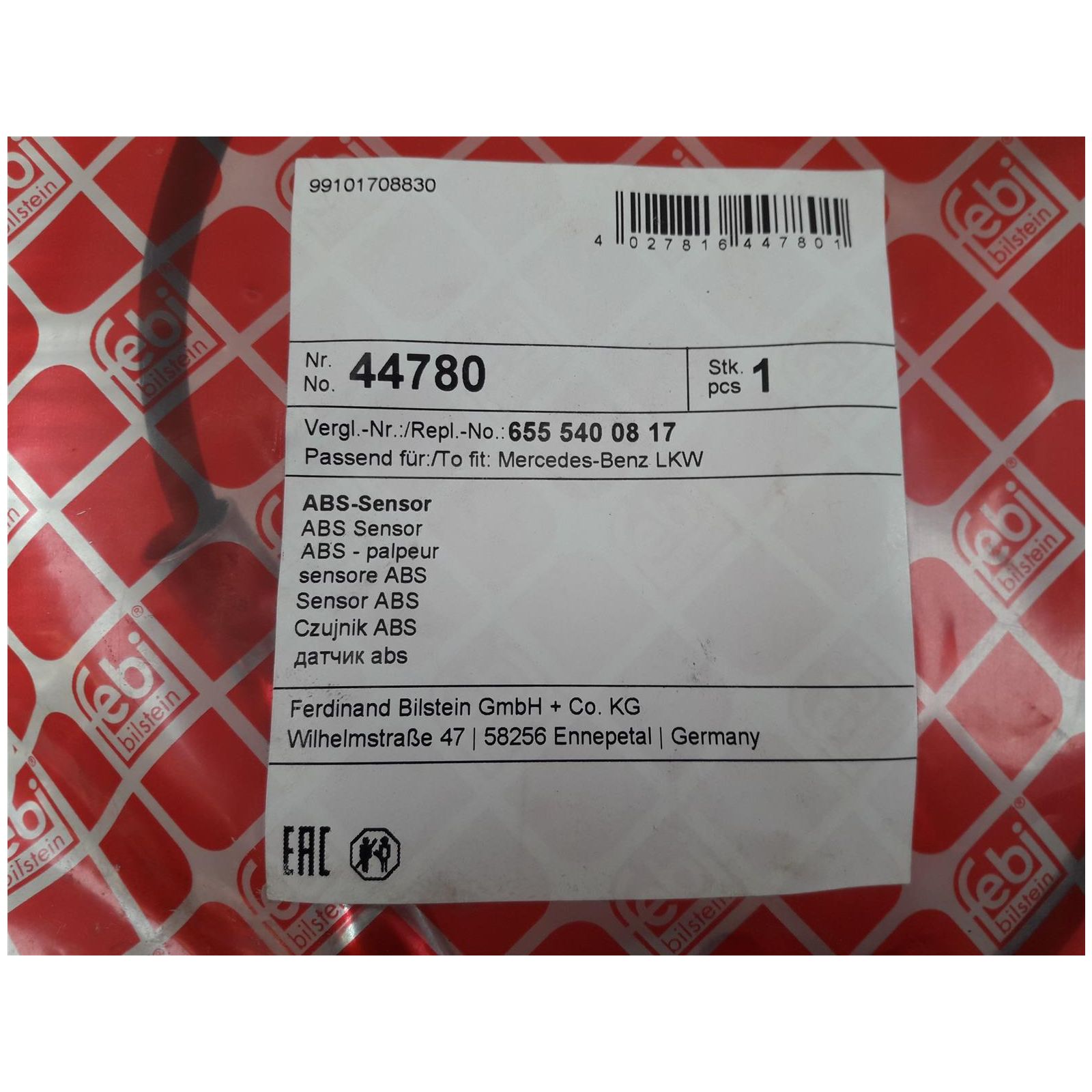 für Mercedes Actros ABS Sensor hinten links Febi 44780 - Autoteile & A ...